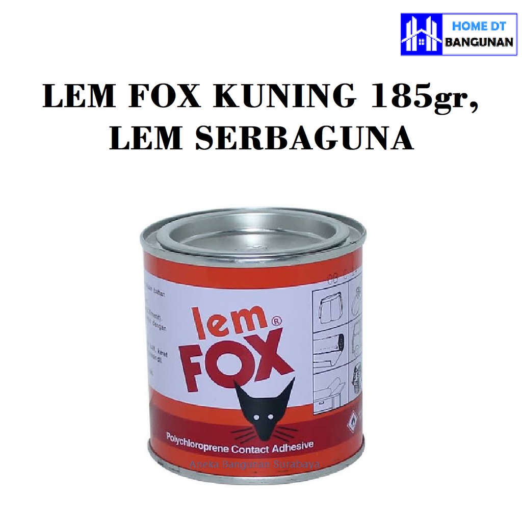 Jual lem Fox kuning Kaleng185cc/lem serbaguna/lem fox kuning kaleng185 ...