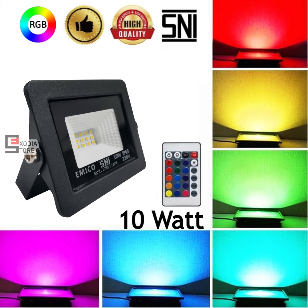 Jual Lampu Sorot Emico SMD LED 10 watt SNI IP65 Lampu Tembak Floodlight Lampu Hias RGB dengan ...