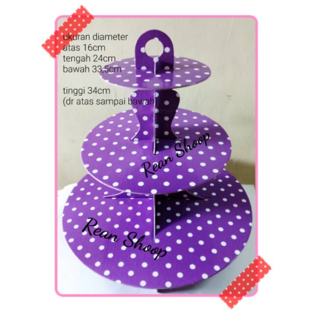 Jual Tempat cup cake cupcake muffin coklat stand 3 tier susun motif ...