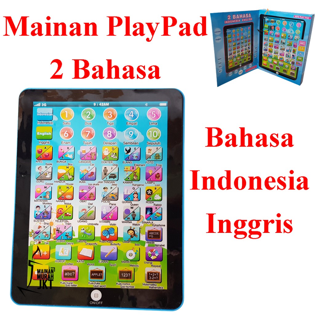 Jual MAINAN ANAK EDUKASI MINI PLAYPAD 2 BAHASA MAINAN TABLET NO.388-6 ...
