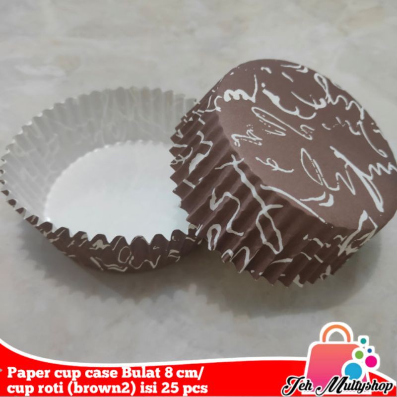 Jual Paper cup case Bulat 8 cm/cup roti (brown2) isi 25 pcs | Shopee ...