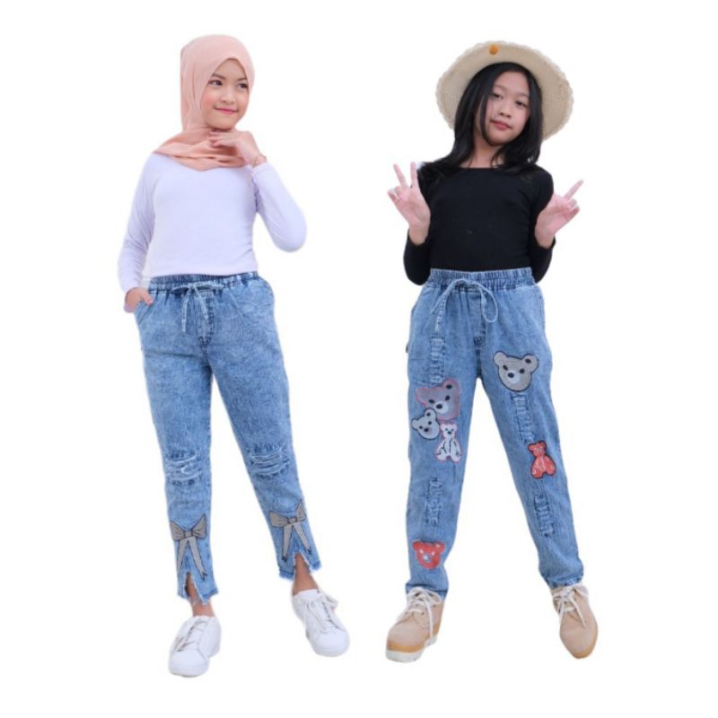 Jual Celana Anak Perempuan Baggy Jeans Jinjong Jhody Pants Usia 2 sampai 12 Tahun Blue Snow ...