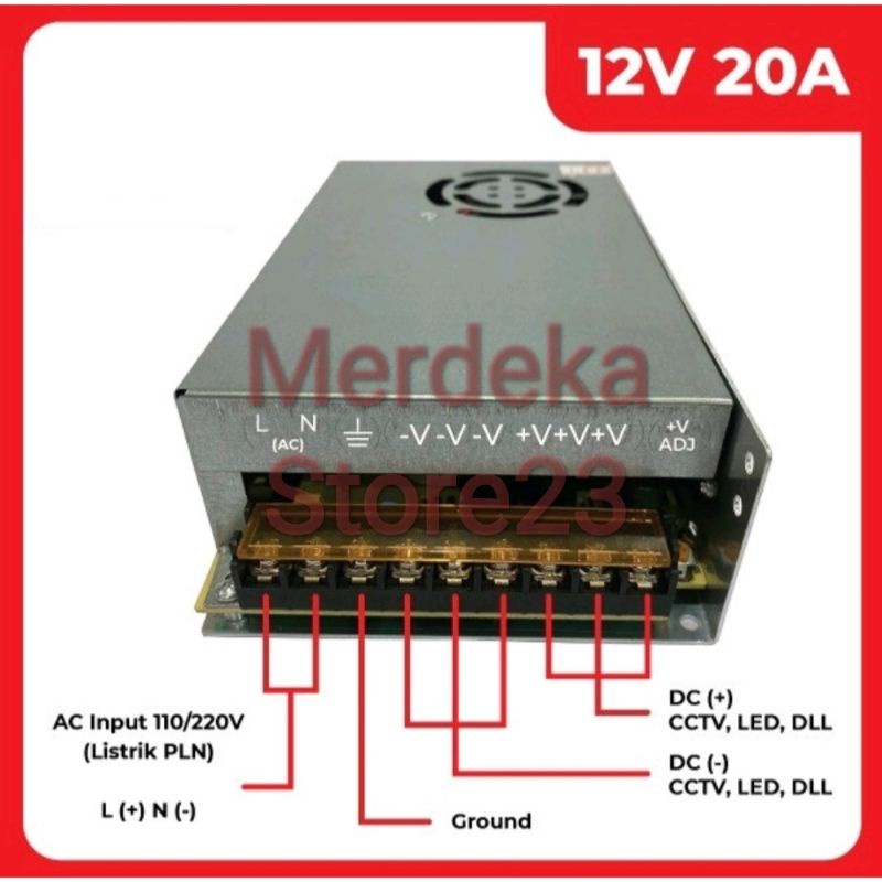 Jual Adaptor Jaring Power Supply SPC DC 12V 20A Murni Untuk CCTV | LED | DLL | Shopee Indonesia