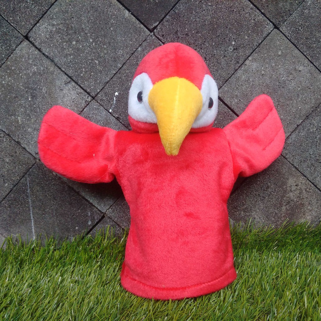 Jual Boneka Tangan Burung Makau Merah Dengan Sayap - Bird Hand Puppet ...