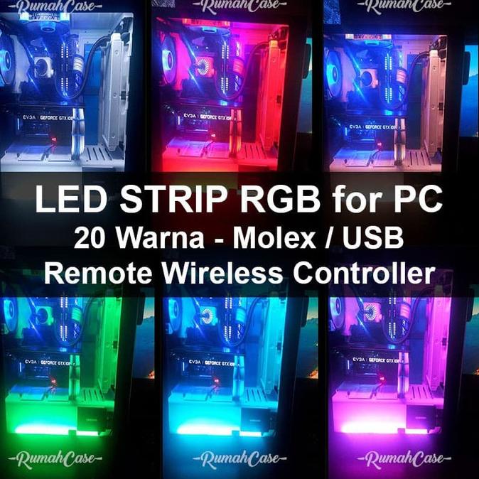 Jual LED Strip RGB Molex USB remote Wireless pc gaming mod lampu ...