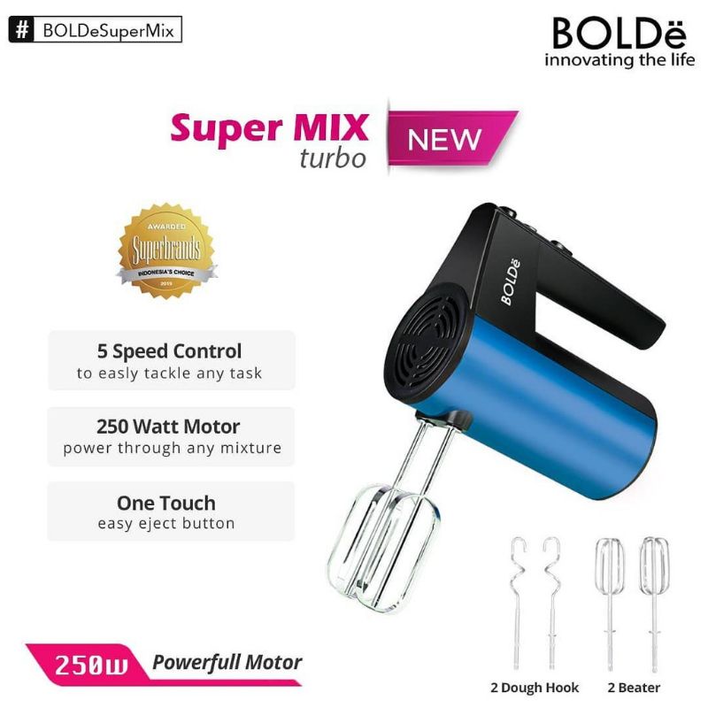 Jual HAND MIXER BOLDE SUPER MIX TURBO BIRU BLUE | Shopee Indonesia