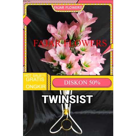 Jual Set Bunga Amarilis 20 Kuntum Hias Plastik Artificial Palsu Pot ...