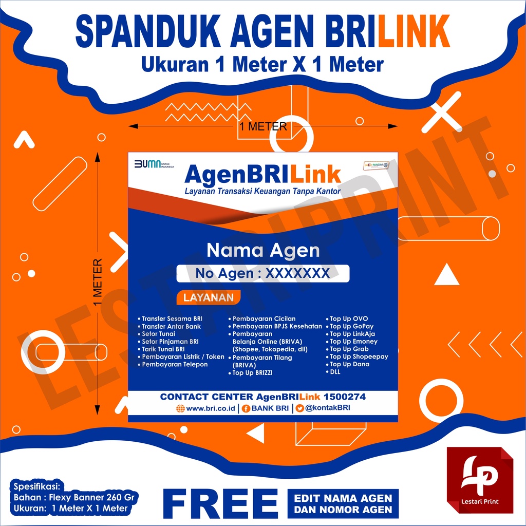 Jual SPANDUK BRILINK KOTAK 1 METER X 1 METER / SPANDUK AGEN BRILINK ...