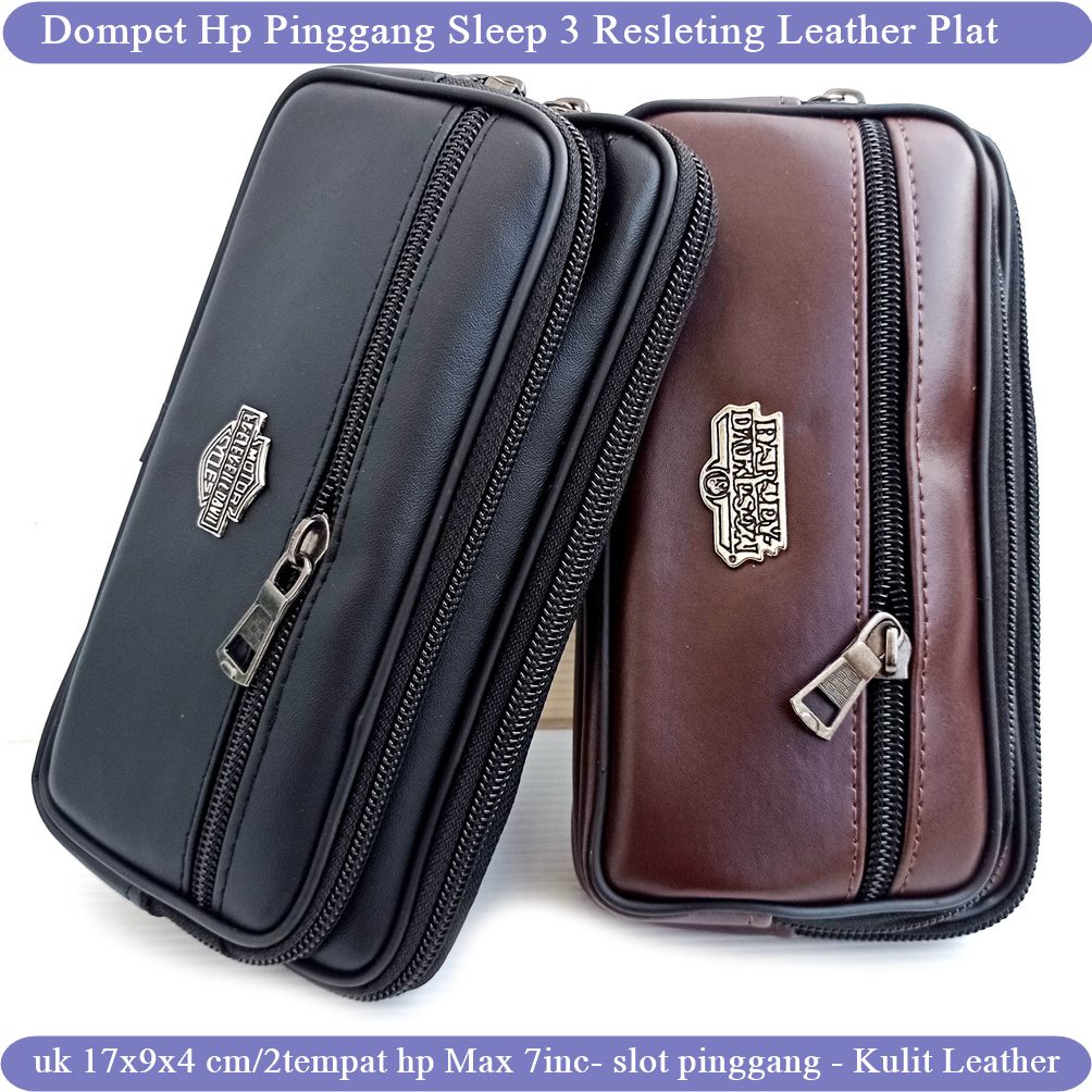 Jual Dompet Pinggang 3 Resleting Hp Pria Leather | Shopee Indonesia