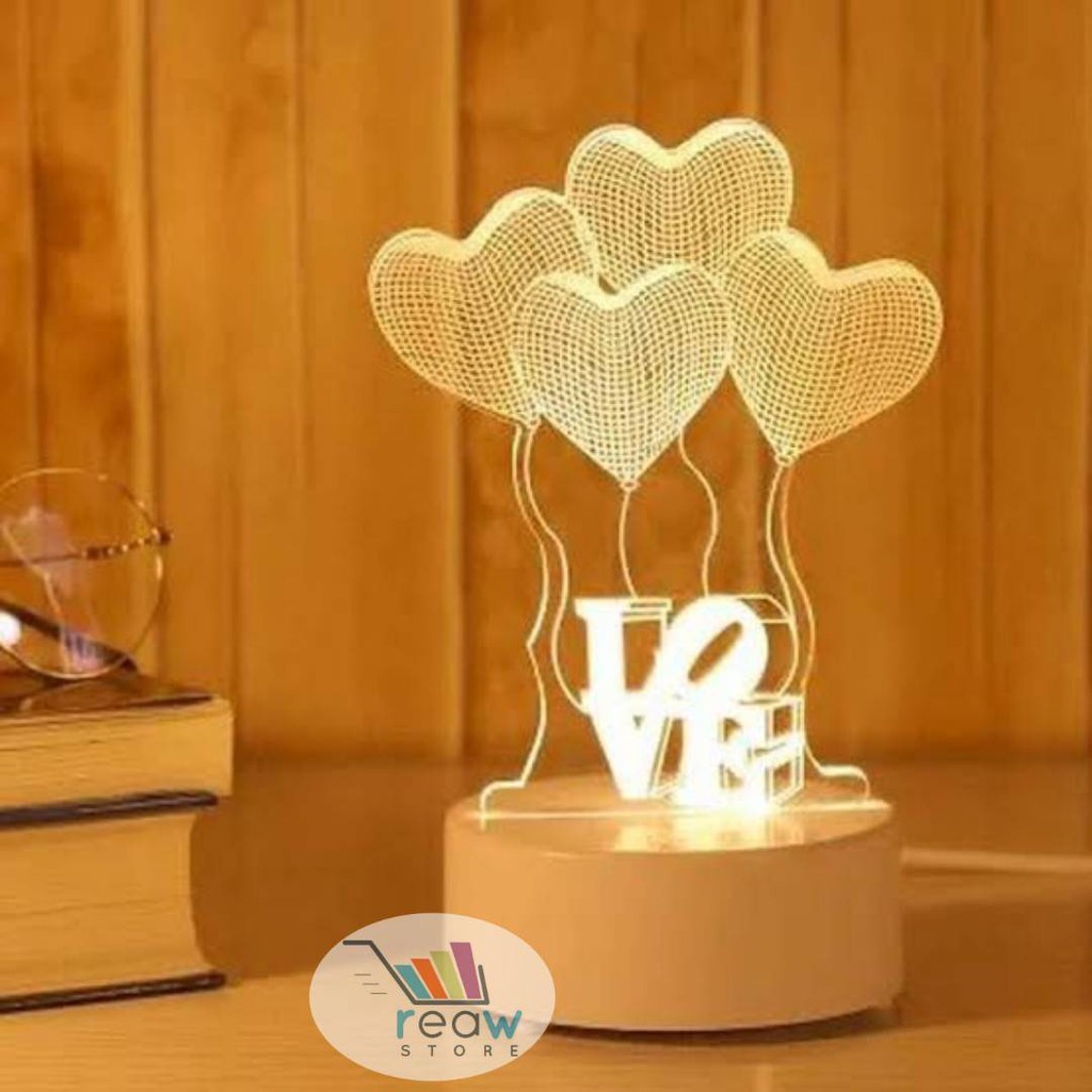 Jual LED 04 - Lampu Hias 3D LED Transparan / Lampu Tidur Love Hati ...