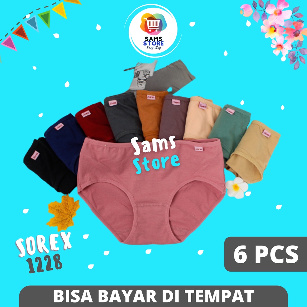 Jual (6 Pcs) - Grosir Celana Dalam Wanita CD Sorex Basic Cutting Midi art. 1228 Katun Adem ...