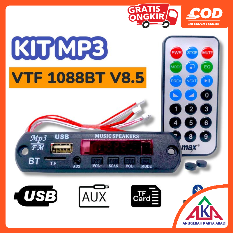 Jual MAX Kit Modul MP3 Bluetooth USB AUX Radio FM Remote 12V - VTF ...