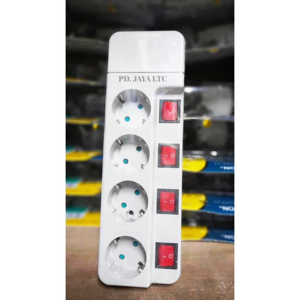 Jual Uticon Stop Kontak Arde Saklar + Switch 4 Lubang ST-1485SN Tanpa ...