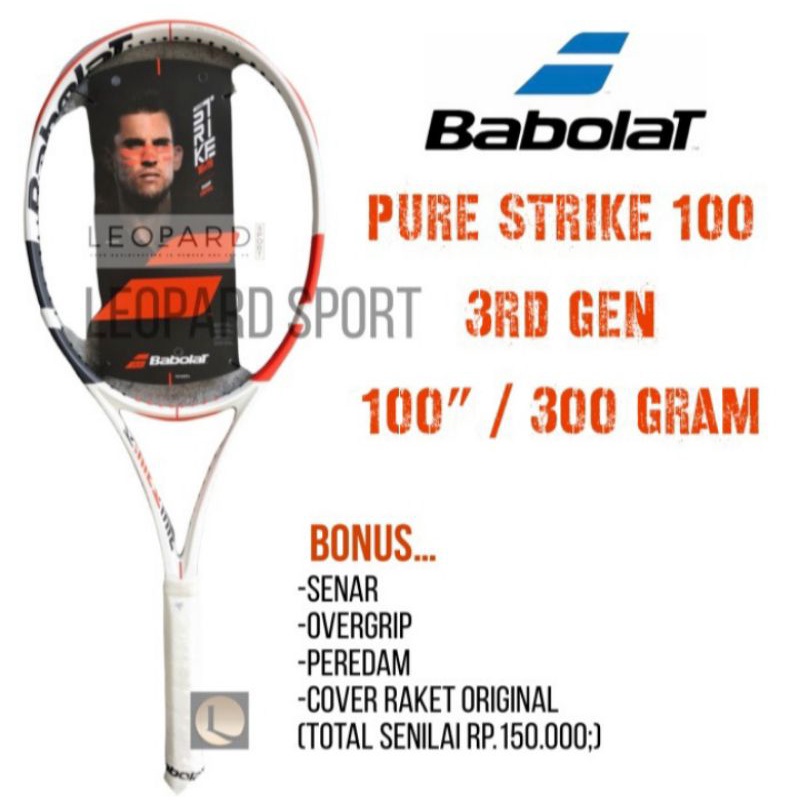 Jual Raket Tenis Babolat Pure Strike 100 3rd Gen 300gr / Tennis racket ...