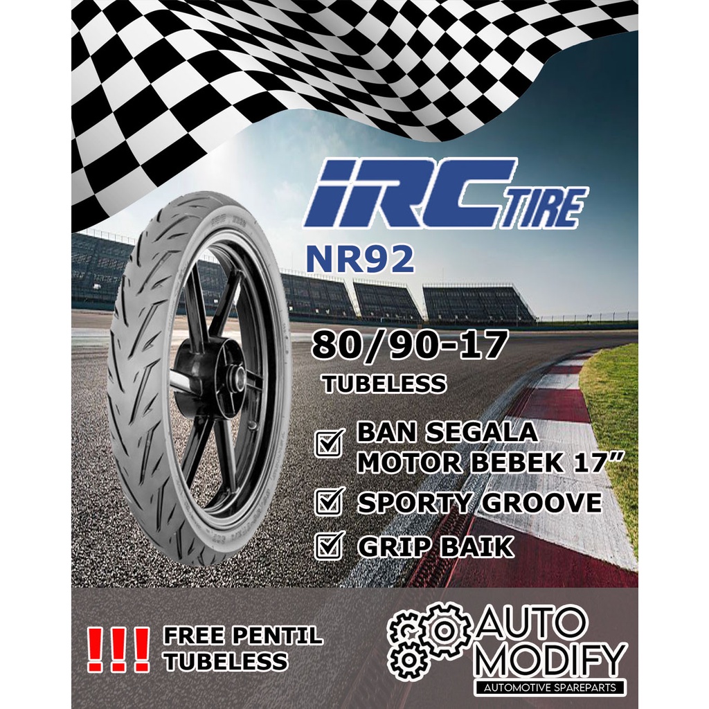Jual Ban IRC NR92 Ukuran 80/90-17 (Tubeless Ring 17) MOTOR BEBEK - FREE ...