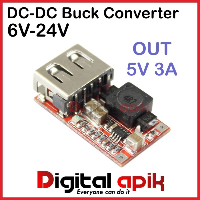 Jual Mini DC Step Down USB Charger Modul Cas IN 6V - 24V 12V Out 5V MAX ...