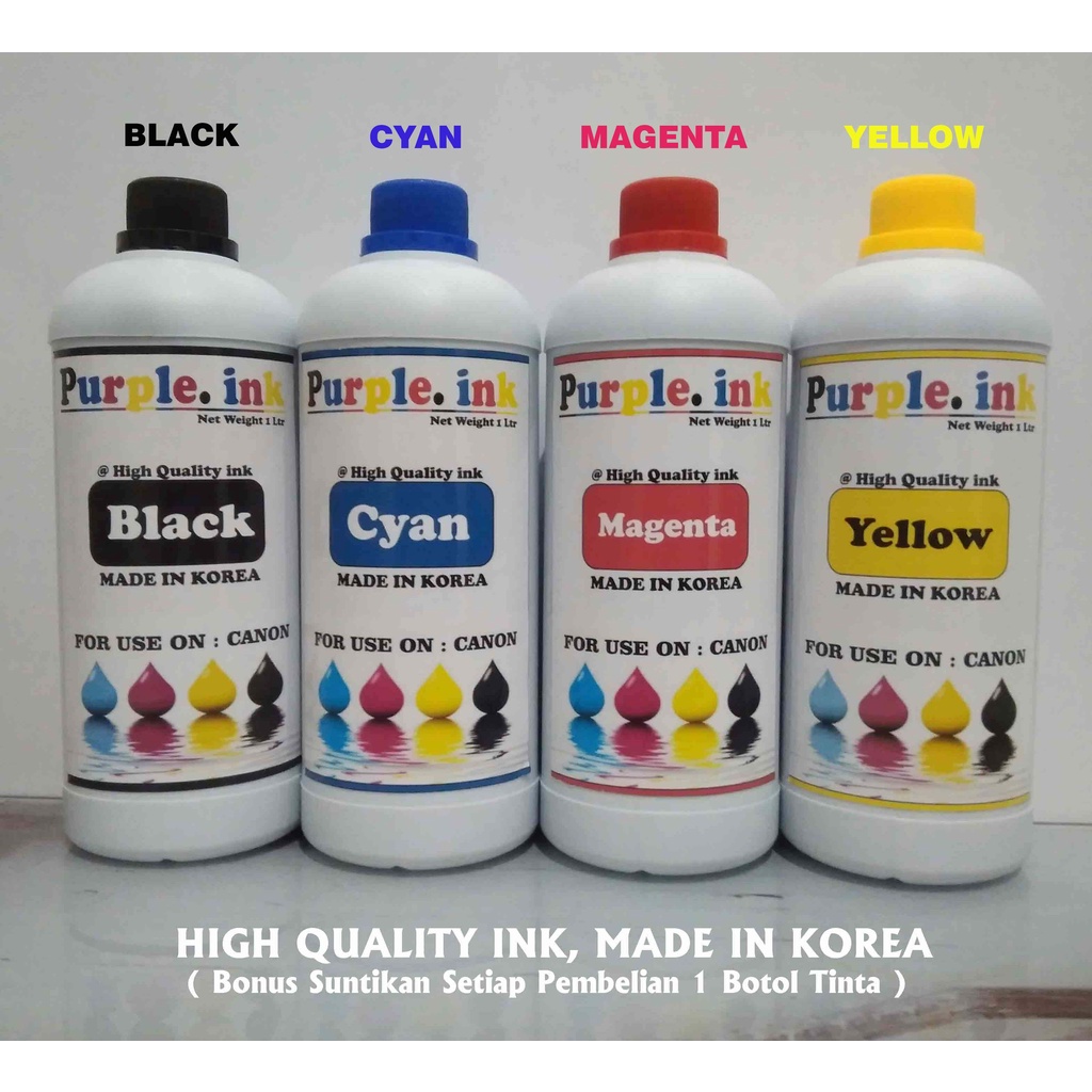 Jual TINTA REFILL PRINTER CANON ISI 1 LITER PURPLE INK + BONUS SUNTIKAN ...