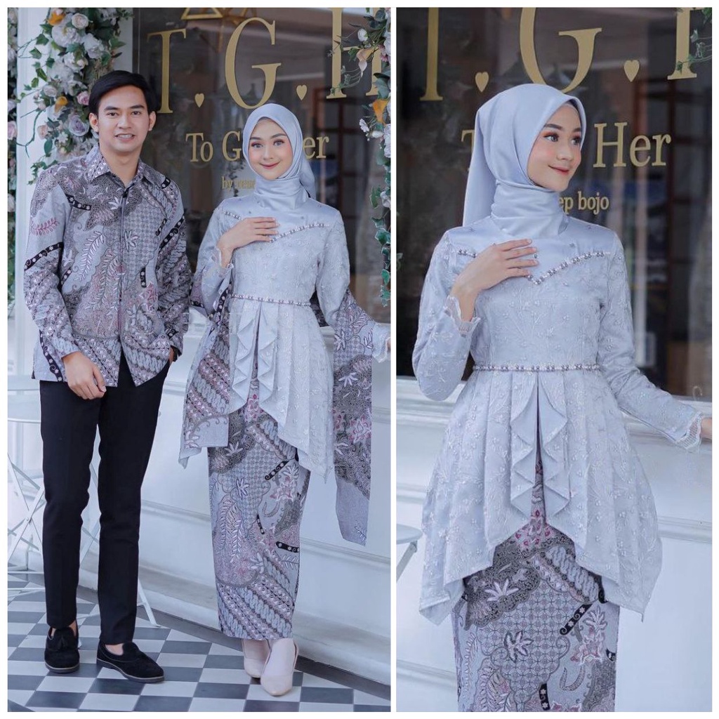 Jual BATIK COUPLE KEBAYA NAVILA Couple Kebaya Modern Baju Tunangan ...