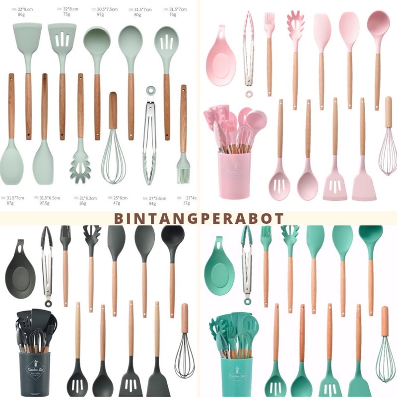 Jual SPATULA SET SILICONE KITCHEN SET 12 PIECE / SUTIL SODET ALAT MASAK ...