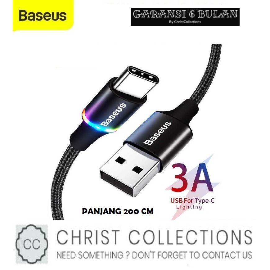 Jual BASEUS KABEL DATA USB TO TYPE C FAST CHARGING LED COLORED LIGHT ...