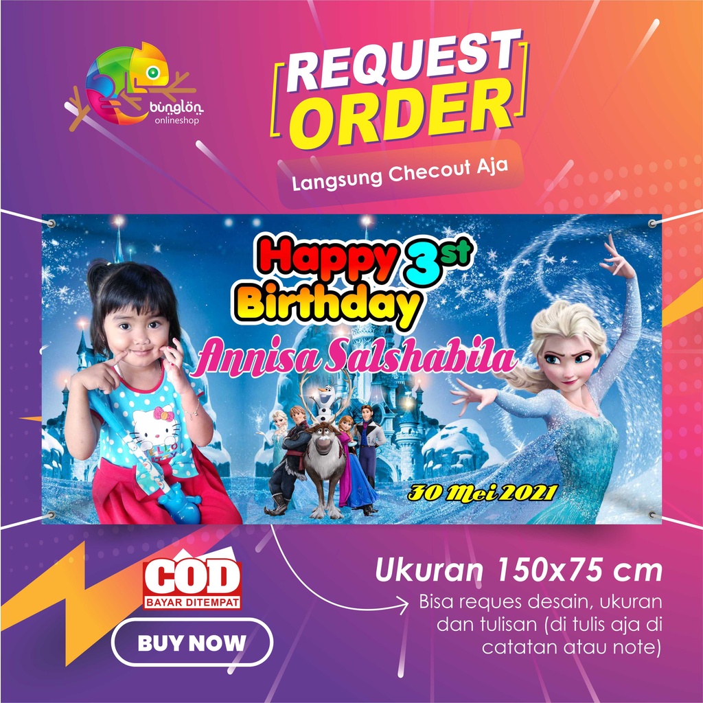 Jual Spanduk Banner Ulang Tahun Murah Berkualitas Tema Frozen | Shopee ...