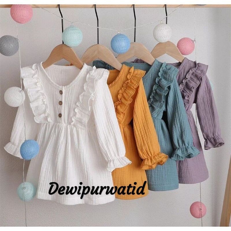 Jual tunik anak crinkle perempuan viral /tunik anak perempuan ruffle ...