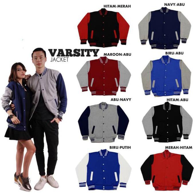 Jual jaket varsity baseball polos (banyak warna) | Shopee Indonesia