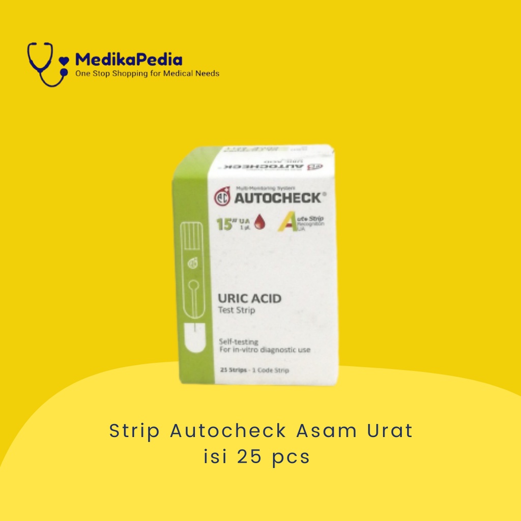 Jual Strip Refill Autocheck Uric Acid Isi 25 Strip / Asam Urat / Asam ...