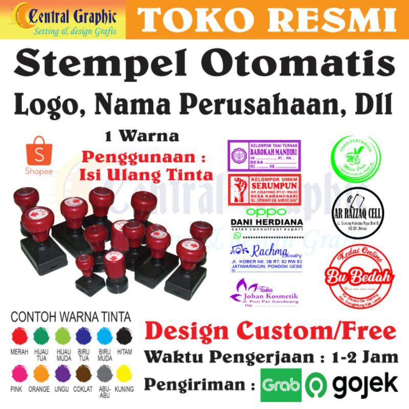 Jual stempel Otomatis cap tinta 1 warna ukuran sedang | Shopee Indonesia