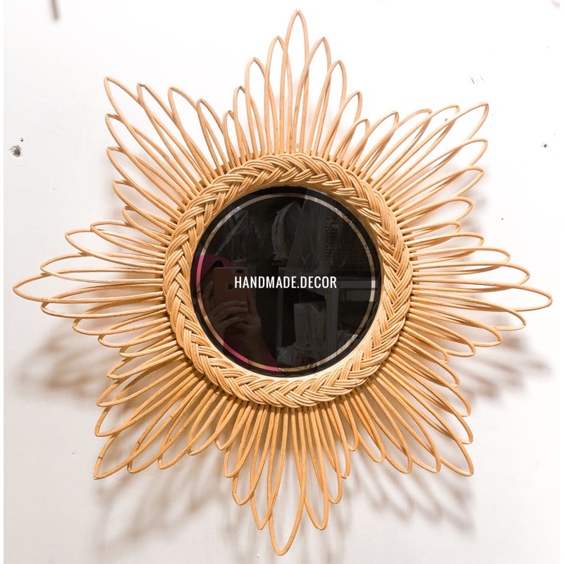 Jual kaca cermin frame rotan / rattan mirror / kaca bulat kamar mandi ...