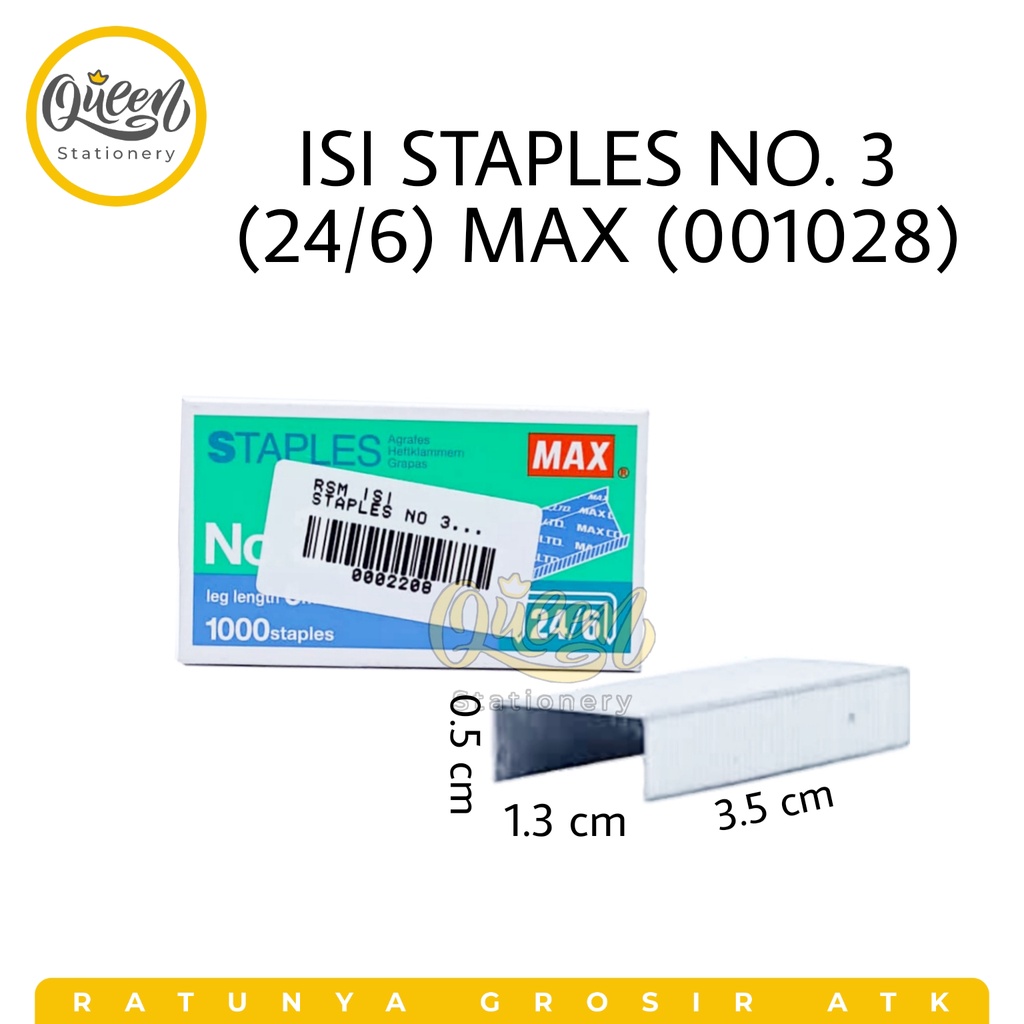 Jual 1 KOTAK ISI STAPLES NO 3 (24/6) MAX / ISI STAPLER / REFILL STEPLES ...