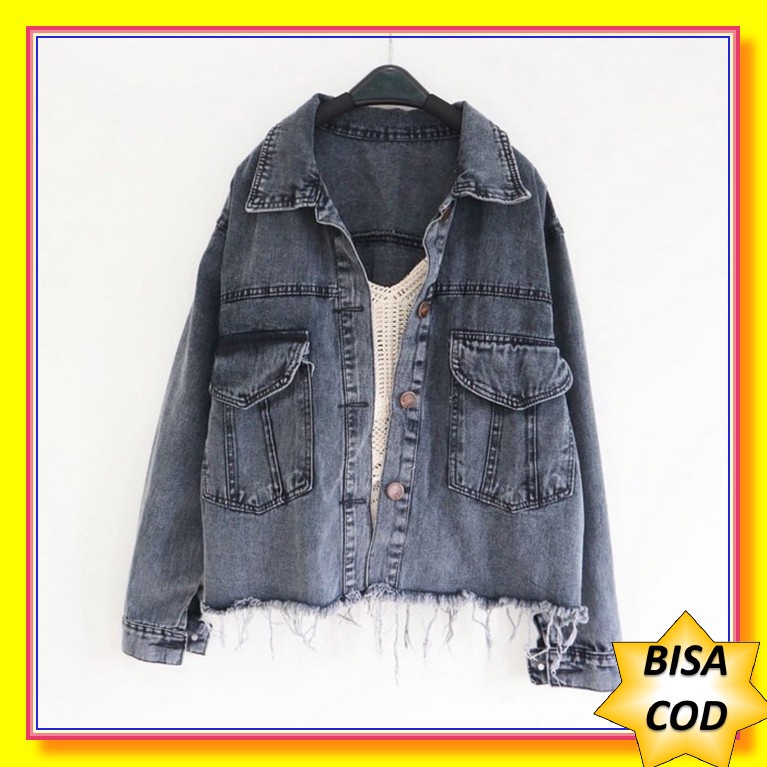Jual Jaket Jeans Cewek Hits Kekinian Denim Jacket Jins Murah Jumbo Ove ...