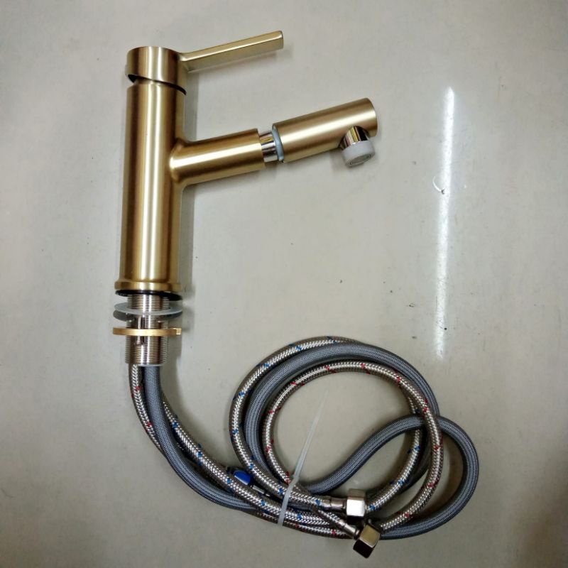Jual Kran Wastafel Panas & Dingin Tarik Gold /Keran Cuci Tangan Mixer | Shopee Indonesia