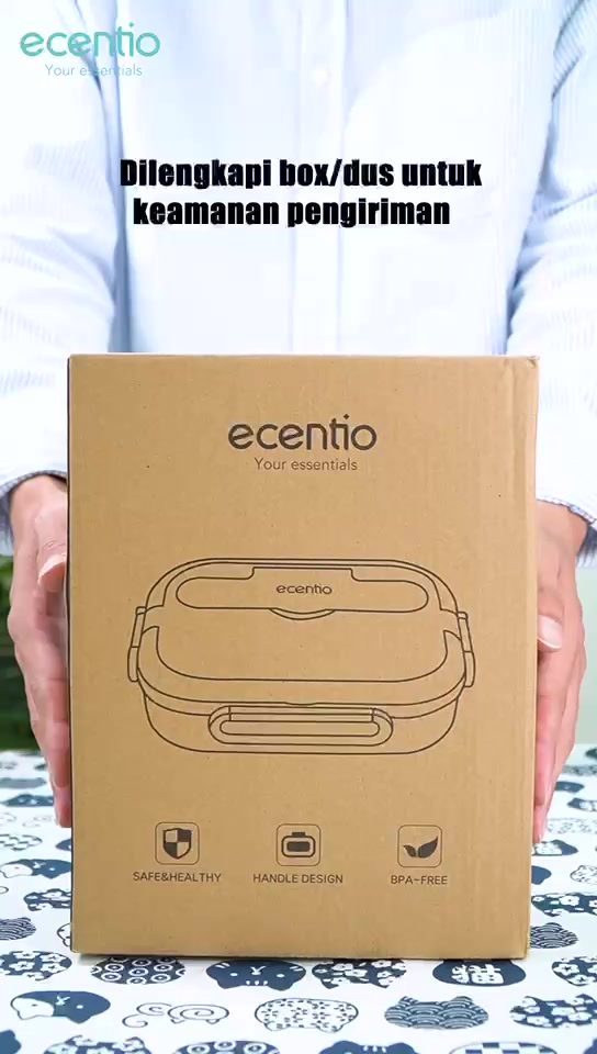 Jual ecentio lunch box stainless /Kotak Makan 4 Sekat Tahan Panas Dan ...