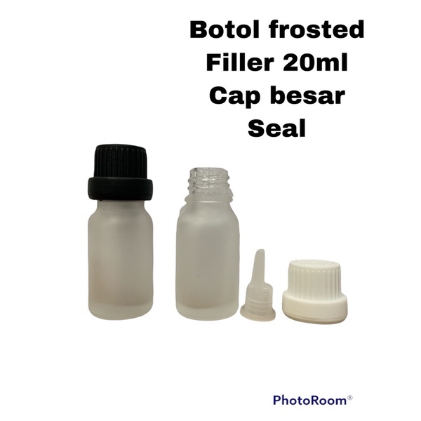 Jual botol filler 20ml FROSTED cap BESAR (seal) tutup hitam / putih ...