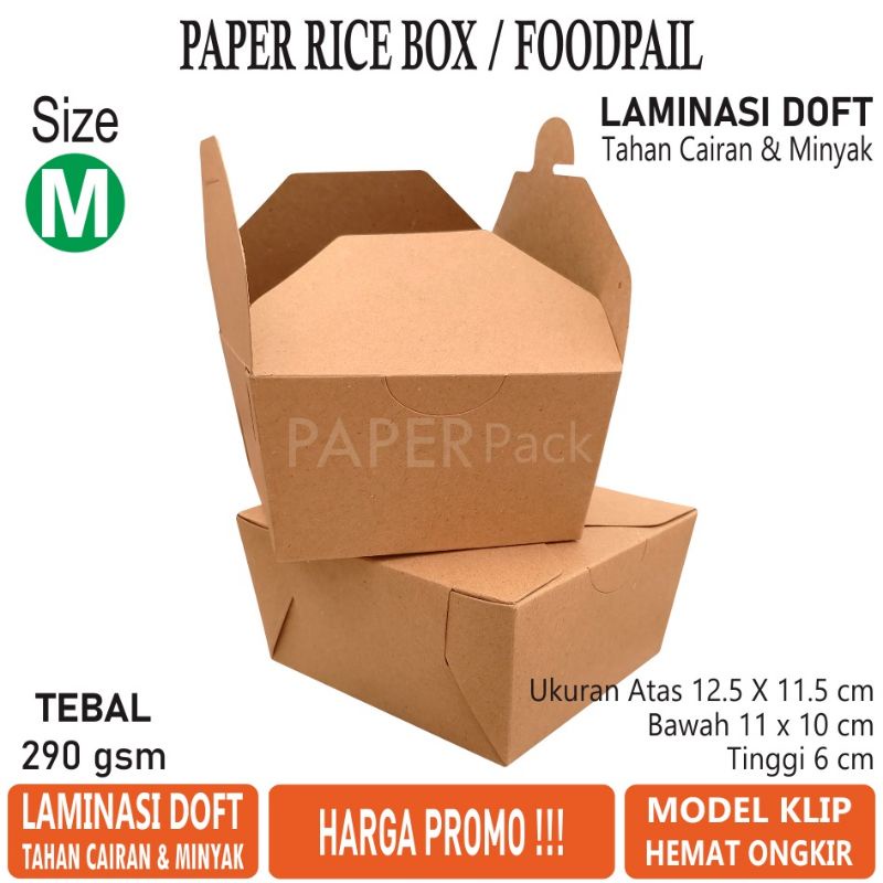 Jual FOOD FAIL/RICE BOX / DUS NASI MODEL KLIP KERTAS LAMINASI SIZE M ...