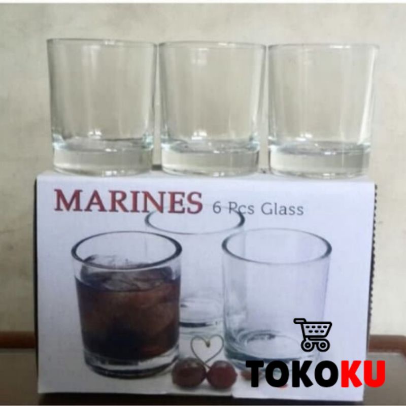 Jual MARINES GELAS SLOKI KECIL 6 PCS/GELAS SLOKI KACA/SLOKI MINI KACA ...