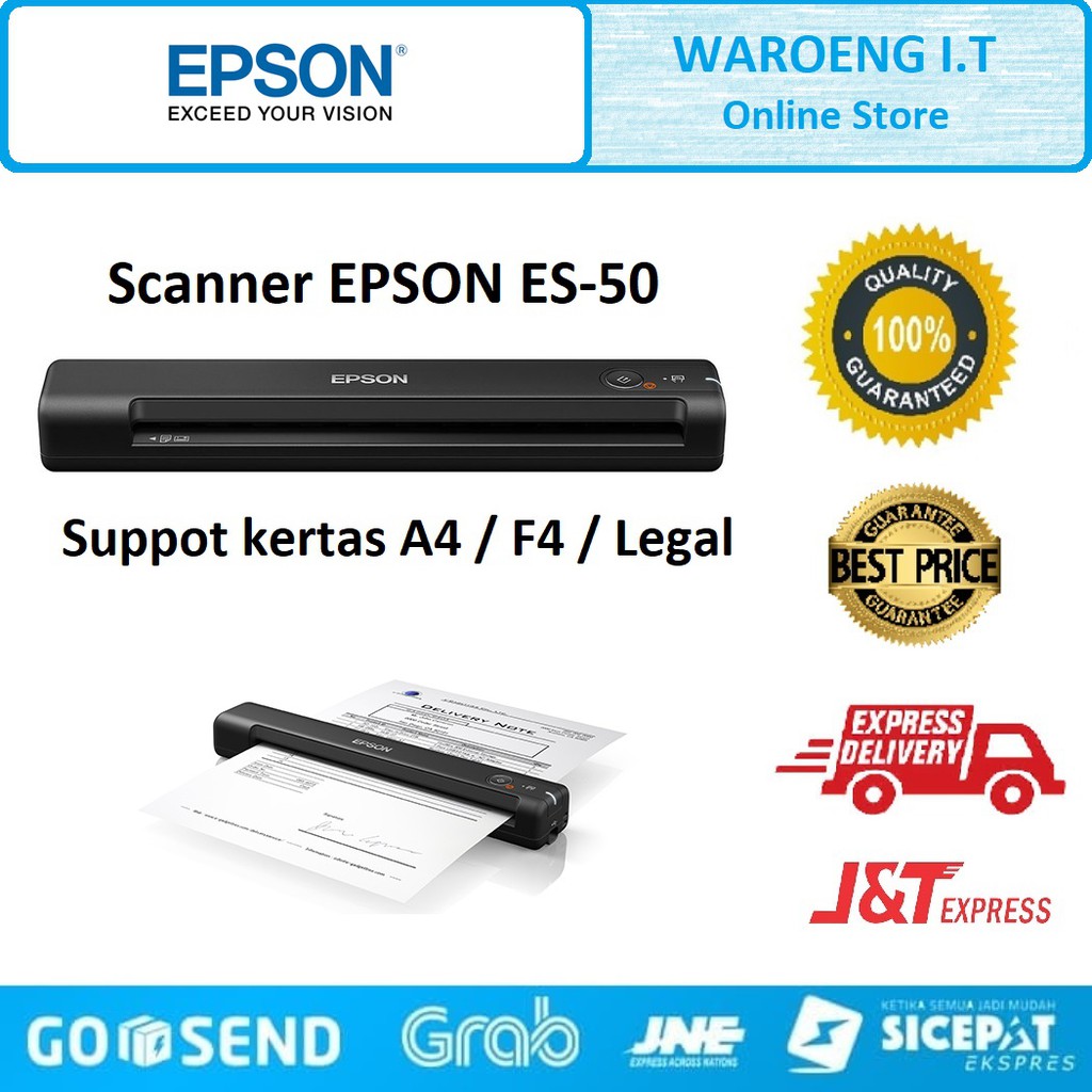 Jual Scanner Portable EPSON ES-50 ( Support Scan Kertas F4 dan Legal ) | Shopee Indonesia