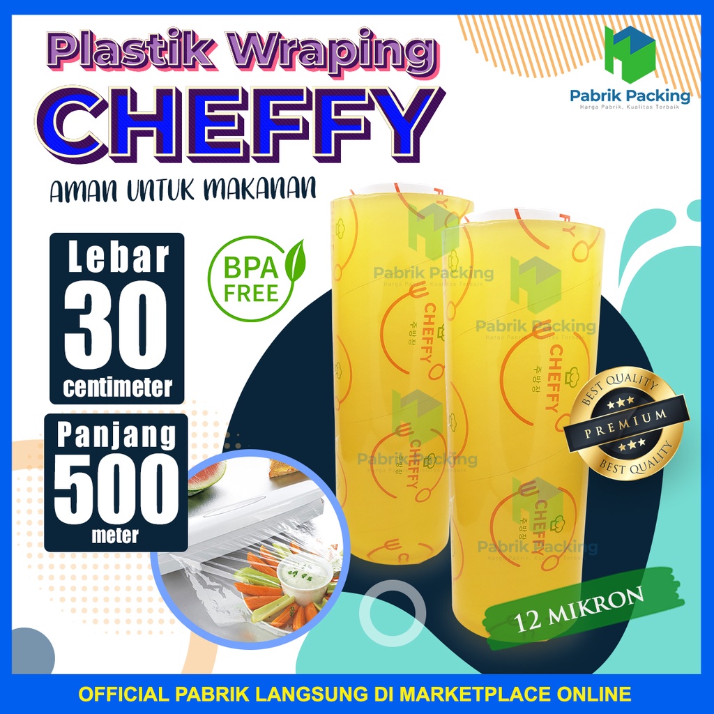 Jual PLASTIK KEMASAN MAKANAN CHEFFY WRAPPING ROLL 30CM x 500M SATUAN ...