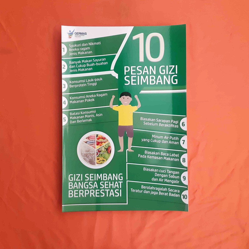 Jual Poster 10 Pesan Gizi Seimbang, Poster PGS, (Hijau)Laminasi GLOSSY ...