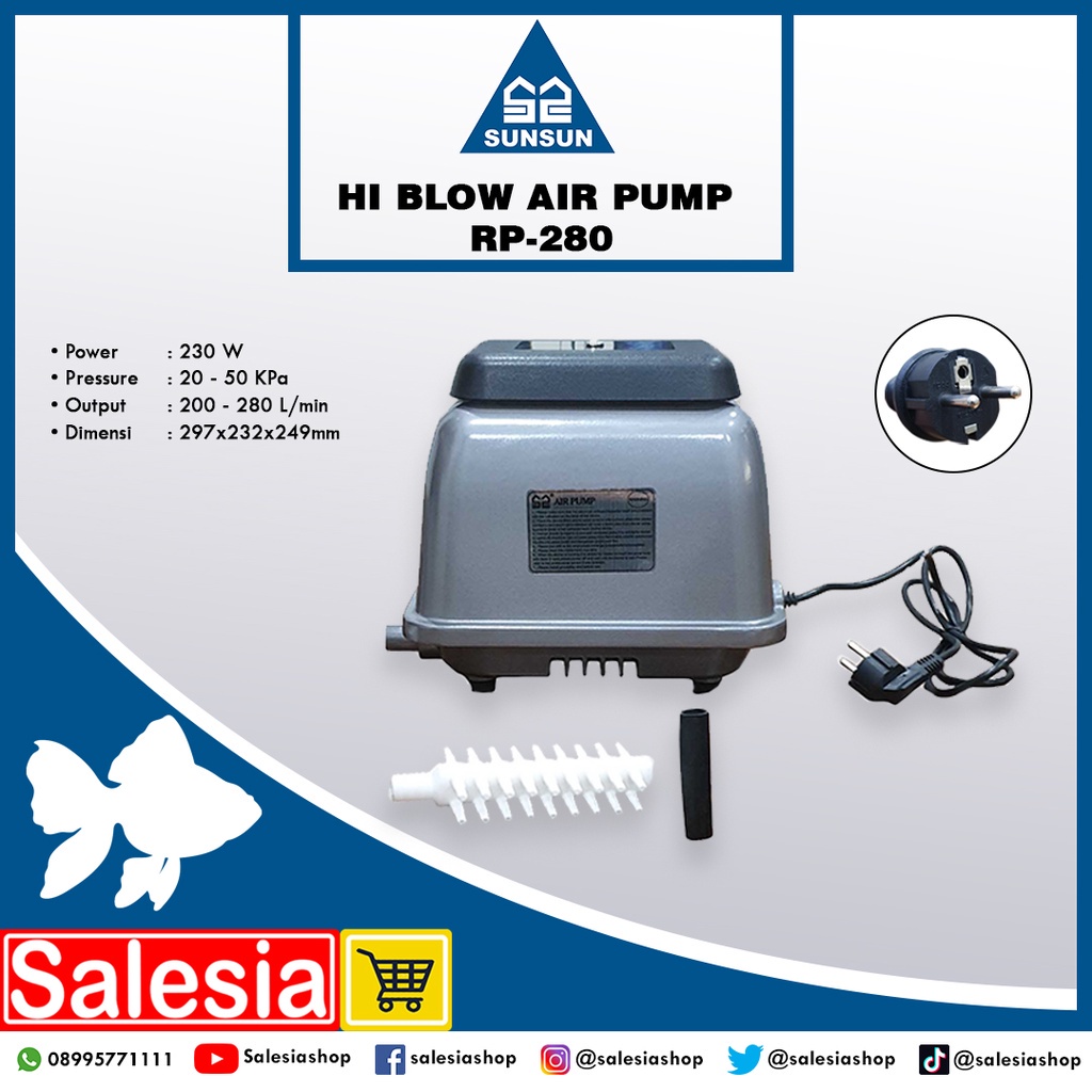 Jual POMPA UDARA SUNSUN HI BLOW AIR PUMP RP 280 AERATOR KOLAM IKAN | Shopee Indonesia
