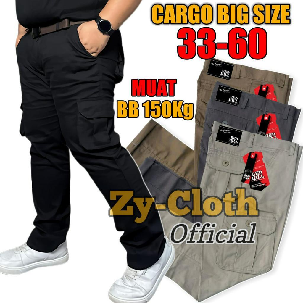 Jual Celana Cargo Panjang Pria Jumbo Kargo Saku Kimpul Big Size 39-54 Reguler Fit Original Bahan ...