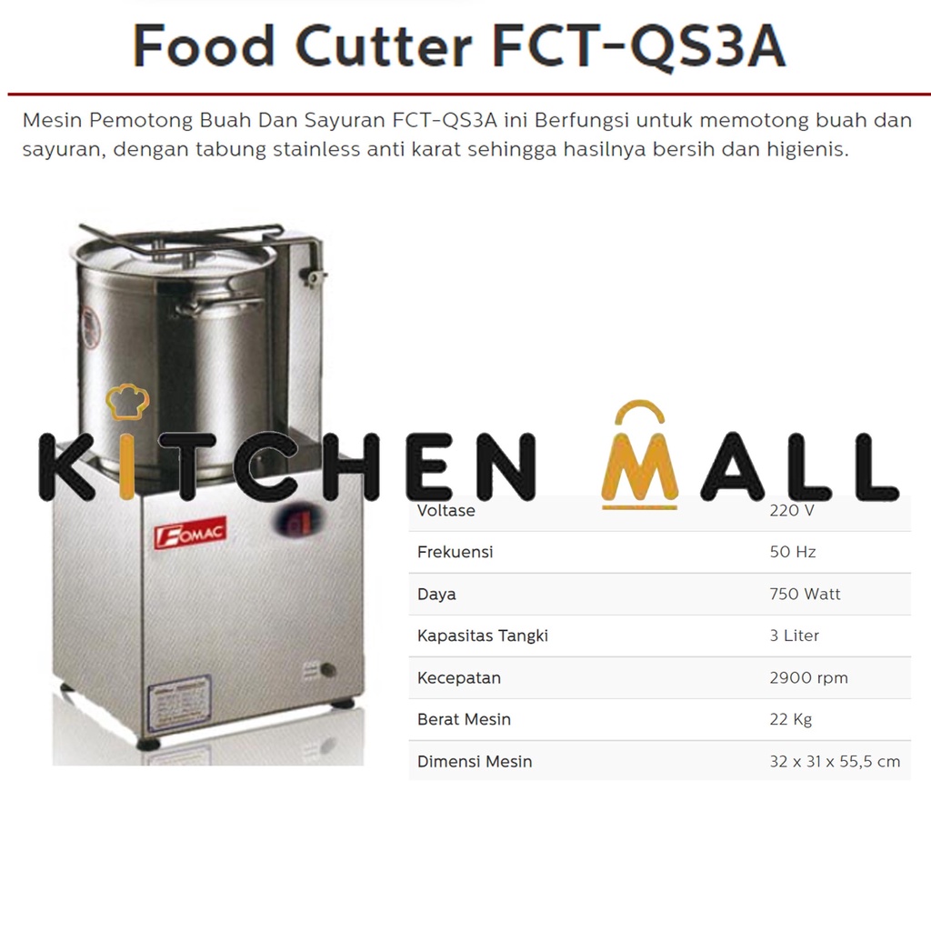 Jual FOMAC FCT-QS3A Universal Fritter - Multi Function Cutter - Mesin ...