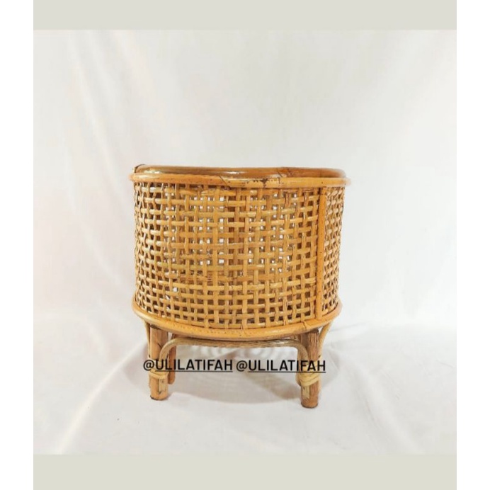 Jual cover pot anyam kotak / rattan standing pot / stand planter rotan ...