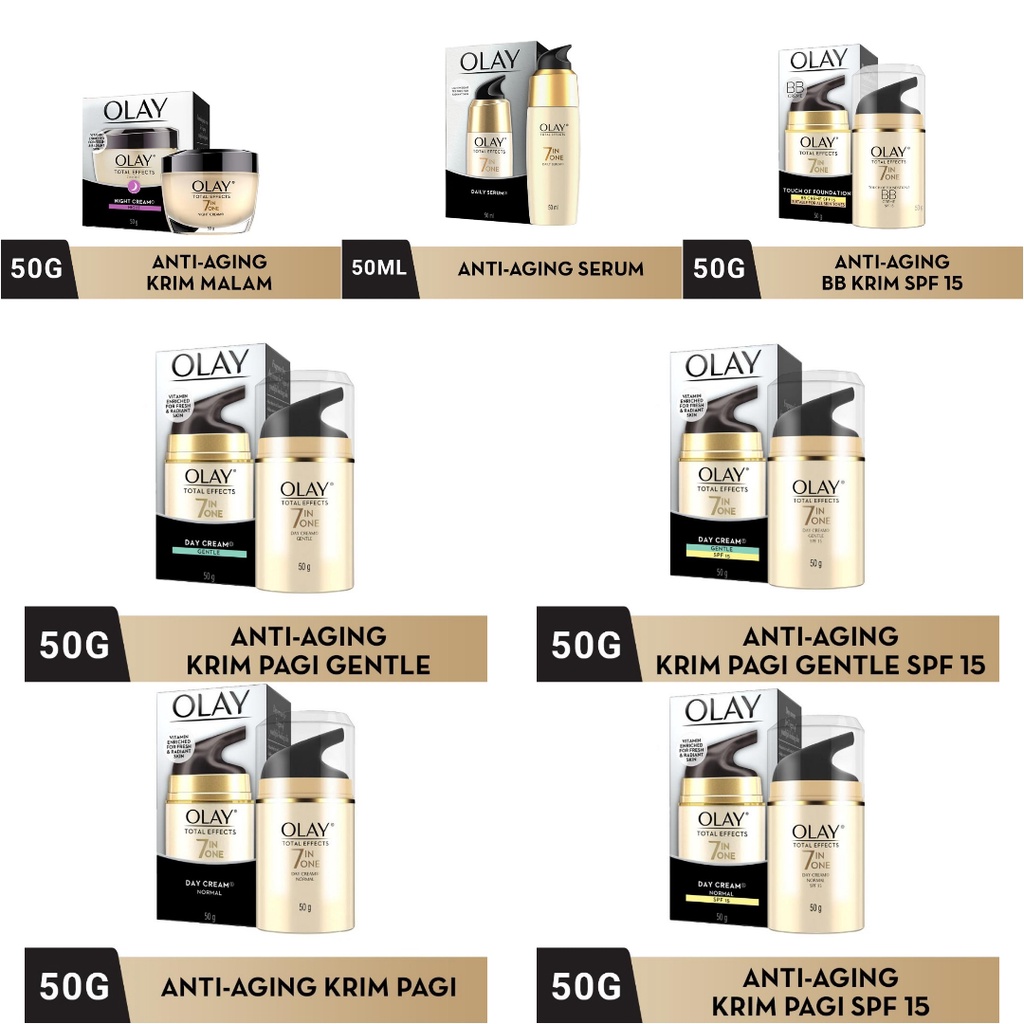 Jual Anti Aging Olay Total Effects 7in1 50g Day | Night | BB | Serum SPF15 | Shopee Indonesia