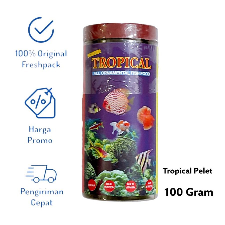 Jual PELET IKAN KECIL TROPICAL WONDER 100 GRAM PELET IKAN GUPPY MOLLY ...