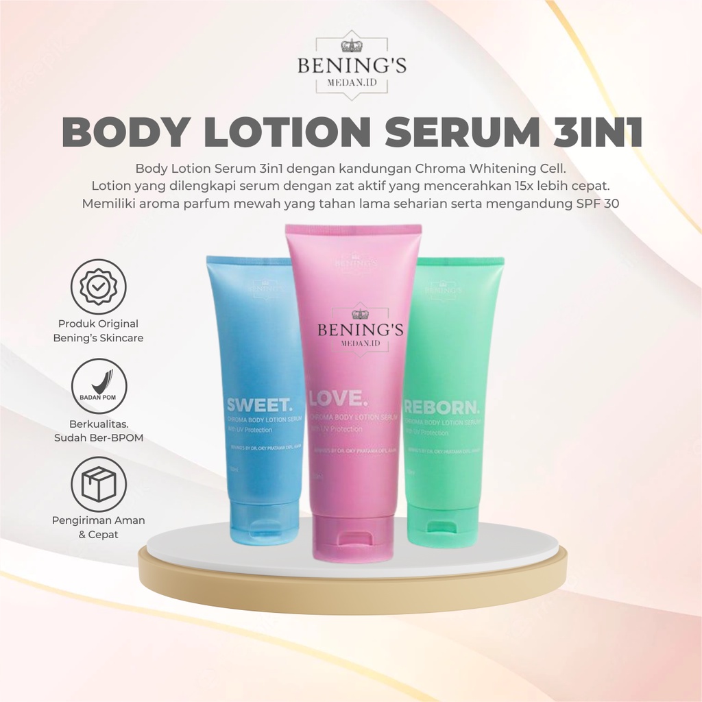 Jual Chroma Body Lotion 3 In 1 Lotion Serum Parfum Bening's Skincare By ...