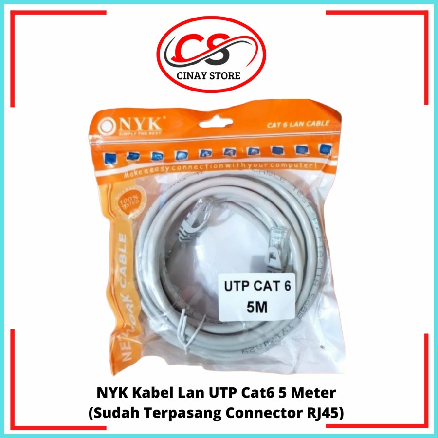 Jual NYK Kabel Lan UTP Cat6E 5m / Internet / Ethernet Cable 5 meter | Shopee Indonesia