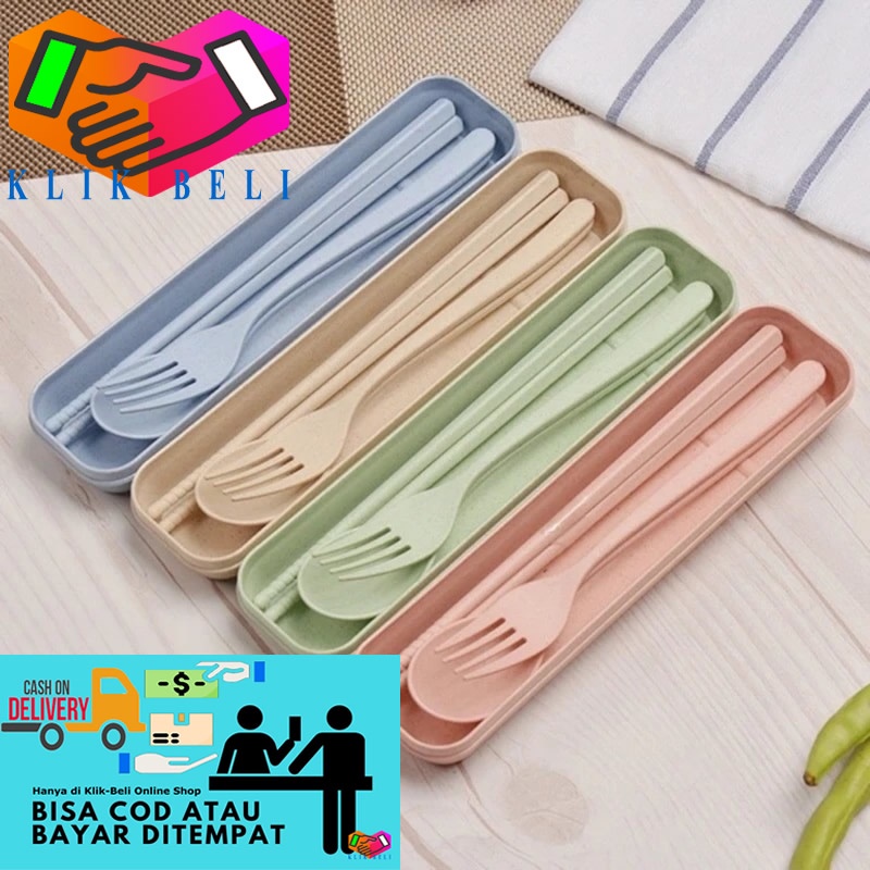 Jual Sendok Set Jerami Wheat Alat Makan Travel Set Garpu Sumpit Gandum ...