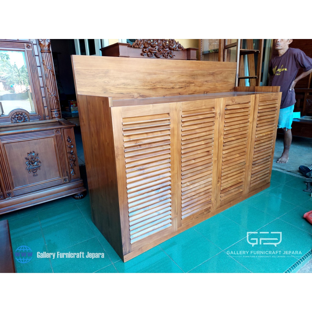 Jual Lemari Dapur Pintu Krepyak Kayu Jati By Finishing Melamine Satin ...